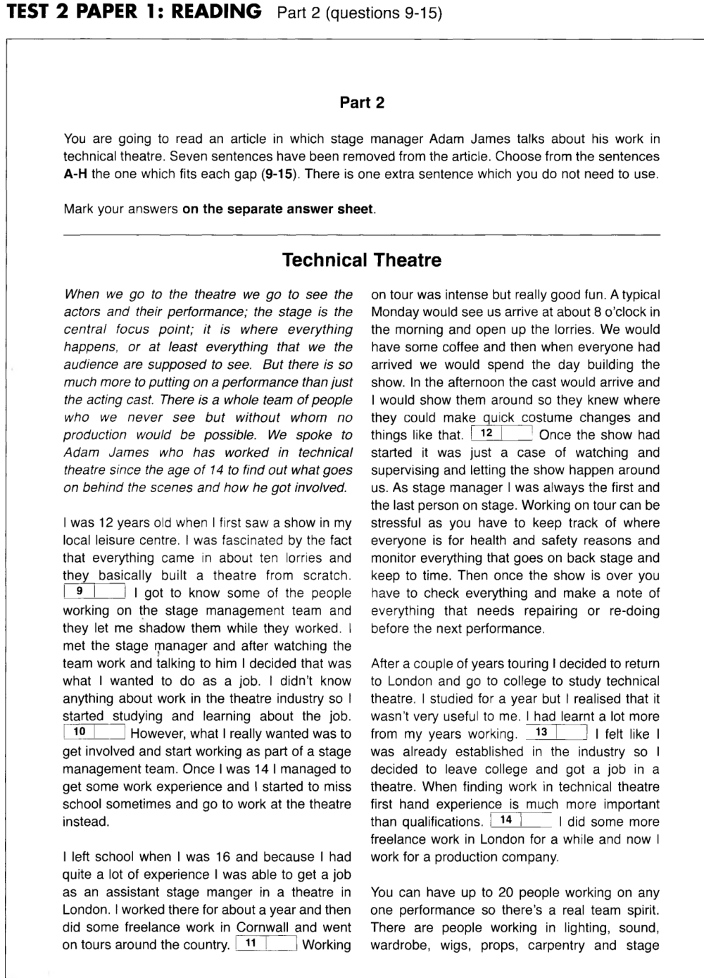 TEST 2 READING AND USE OF ENGLISH. Interactive worksheet | TopWorksheets