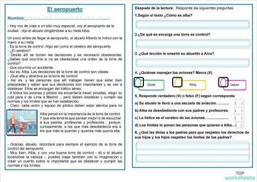EL AEROPUERTO. Ficha interactiva | TopWorksheets
