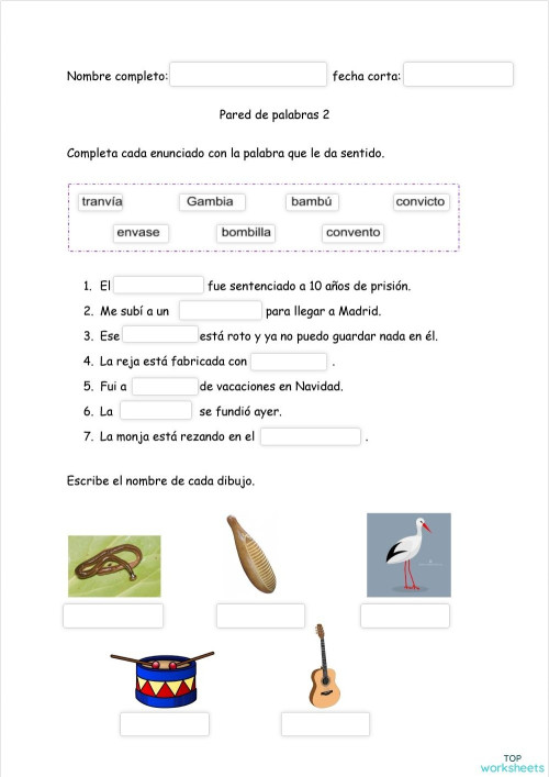 Pared de palabras 2. Ficha interactiva | TopWorksheets