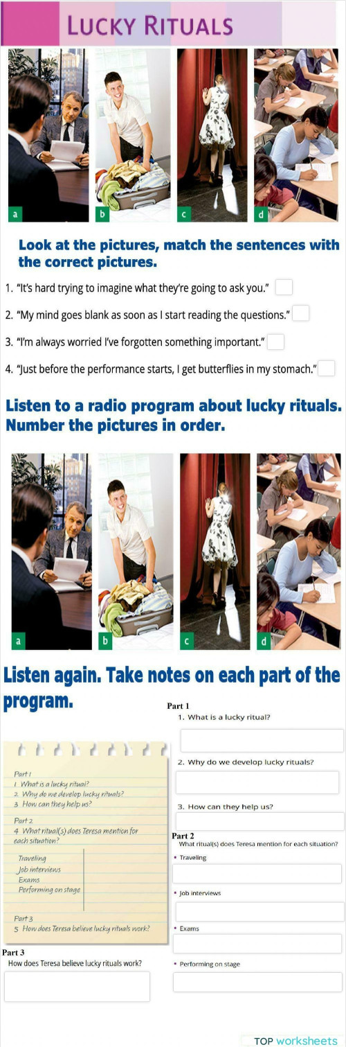 Int11unit09 lucky rituals. Interactive worksheet | TopWorksheets