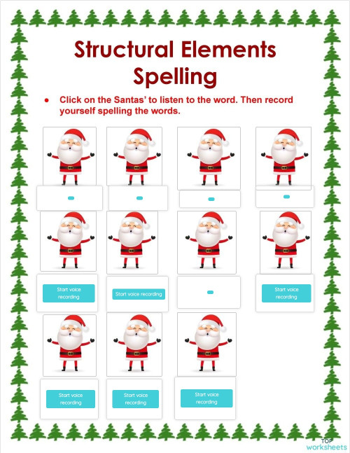 Structural Elements: Voice Recording. Interactive worksheet | TopWorksheets