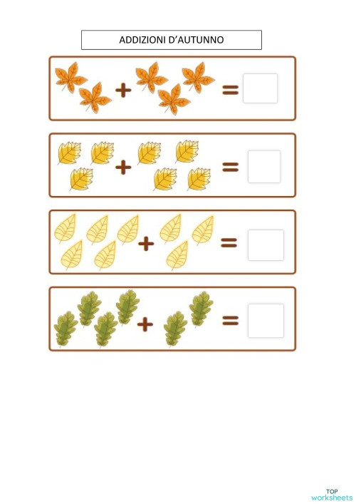 ADDIZIONI D'AUTUNNO. Scheda interattiva | TopWorksheets