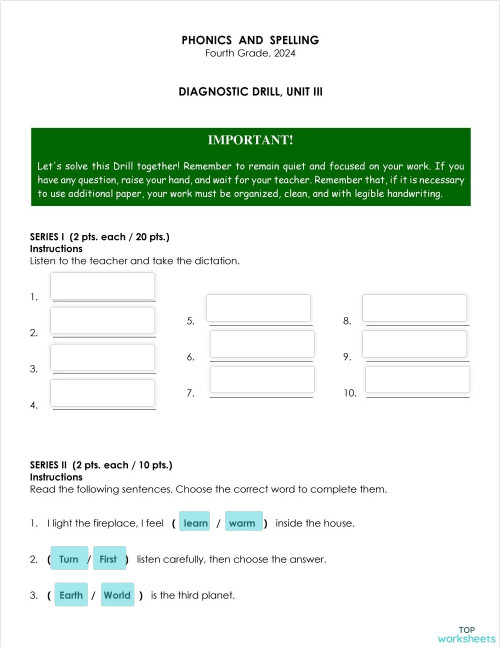 FOURTH GRADE: III PHONICS DD. Interactive worksheet | TopWorksheets