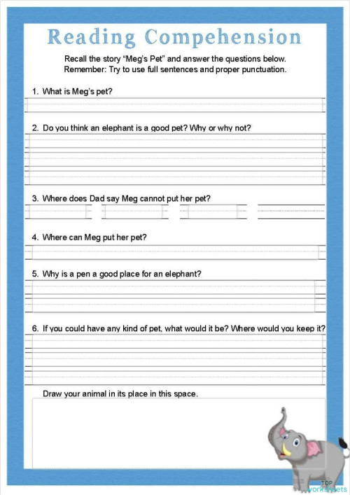 Meg's Pet Reading Comprehension. Interactive worksheet | TopWorksheets