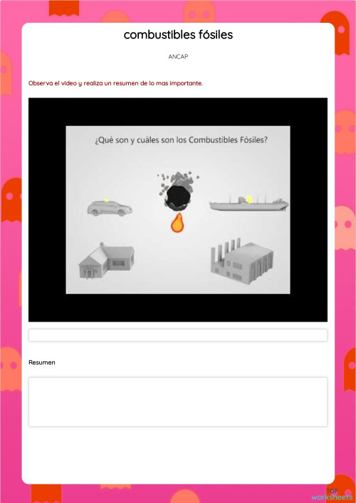 combustibles fósiles. Ficha interactiva | TopWorksheets