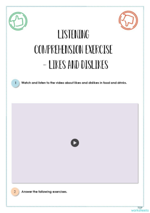 Listening Comprehension Exercise. Ficha interactiva | TopWorksheets