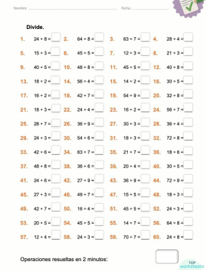 Divisiones . Ficha interactiva | TopWorksheets