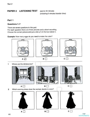Listening Mini Test 1. Interactive worksheet | TopWorksheets