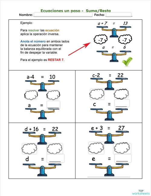 Suma Y Resta De Expresiones Algebraicas Ficha Interactiva Topworksheets