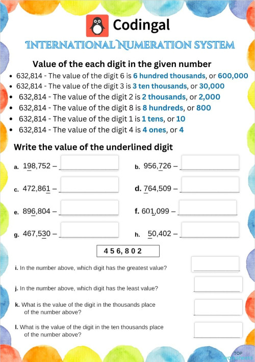 M_G04M01L01_WE01_US_Introduction to Place Value. Interactive worksheet | TopWorksheets
