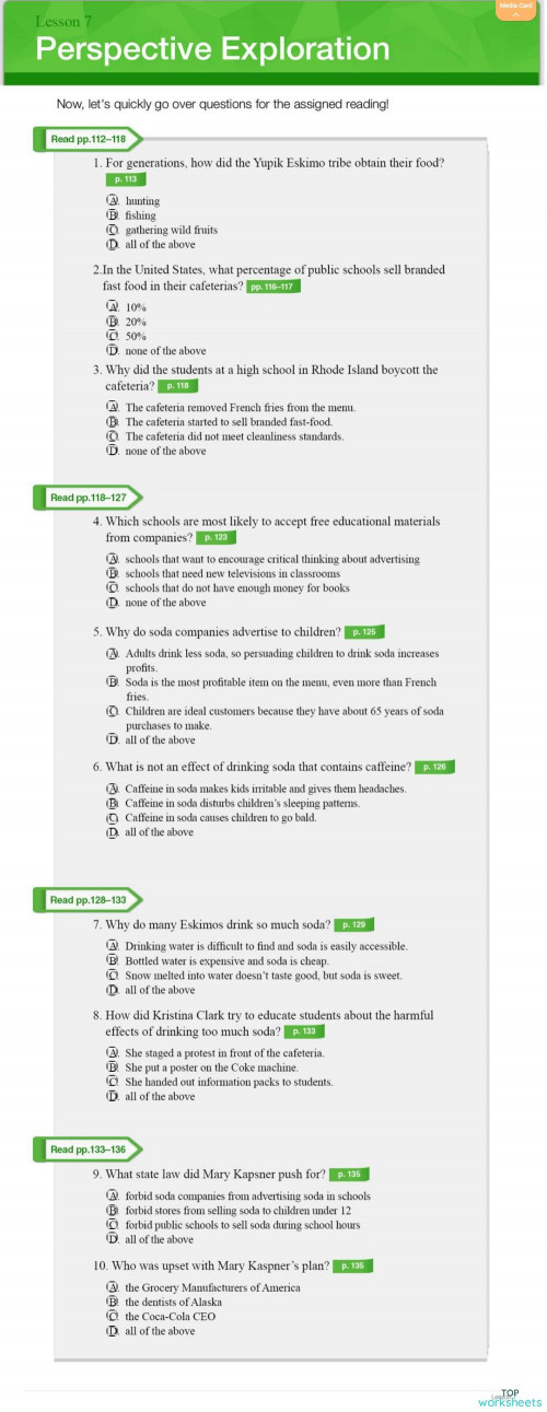 C2 Eagle Lesson 7 Perspective Exploration. Interactive worksheet ...