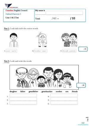 D1_Unit 1&2_Test. Interactive worksheet | TopWorksheets
