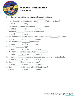 QUANTIFIERS. Interactive worksheet | TopWorksheets