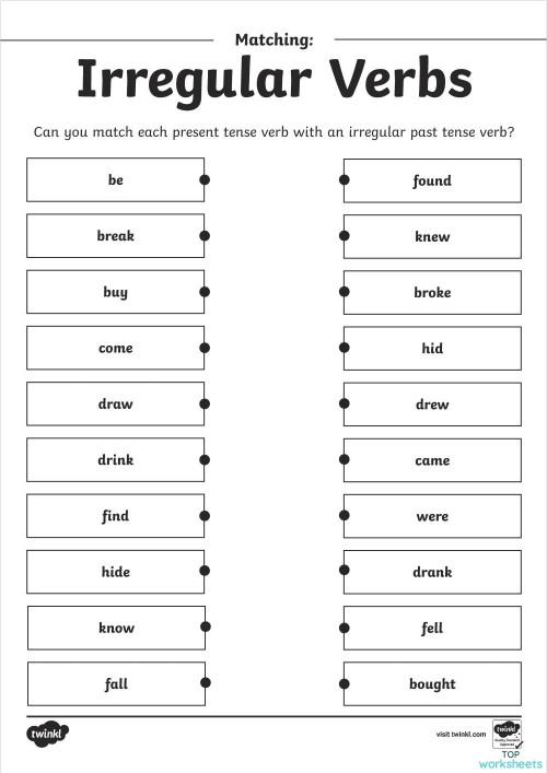 match the present tense verbs with their past tense form. Interactive ...