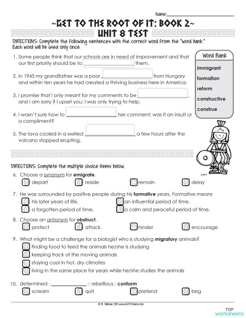 If You Build it Root Words Unit 8 Quiz. Interactive worksheet ...