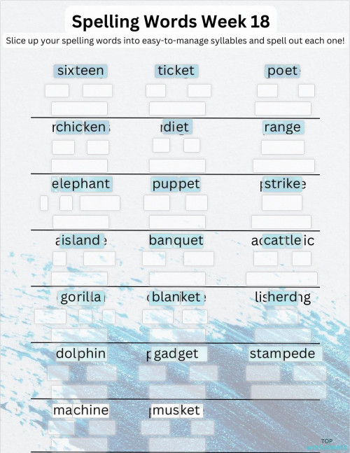 Spelling Words Week 18.3. Interactive worksheet | TopWorksheets