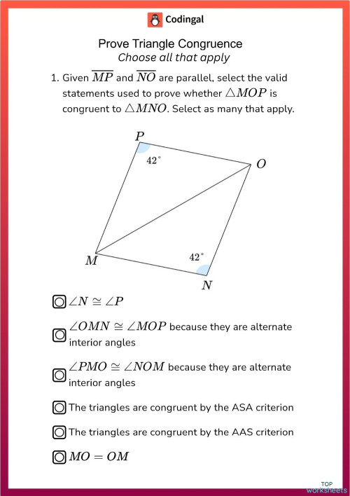 M_G08M17L45_WE02_Proving_Congruence_. Interactive worksheet | TopWorksheets