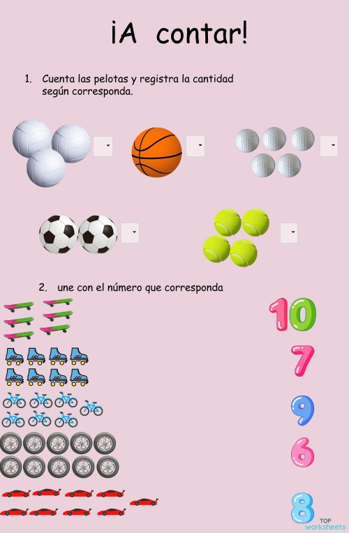 aprendamos a contar. Ficha interactiva | TopWorksheets