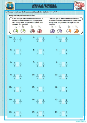COMPARANDO FRACCIONES. Ficha interactiva | TopWorksheets