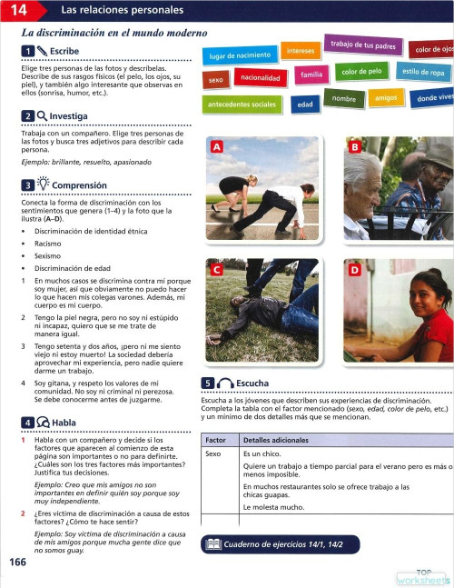 Relaciones personales 166. Ficha interactiva | TopWorksheets