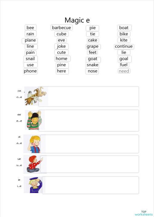 magic e easy. Ficha interactiva | TopWorksheets