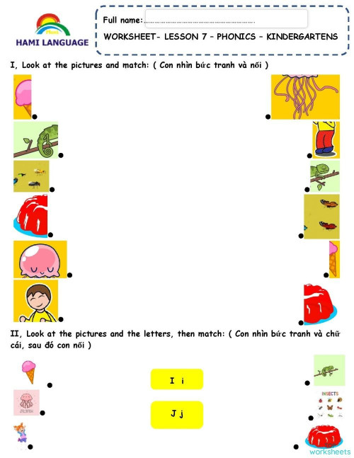 Phonics - Lesson 7 ( I/J ). Interactive worksheet | TopWorksheets