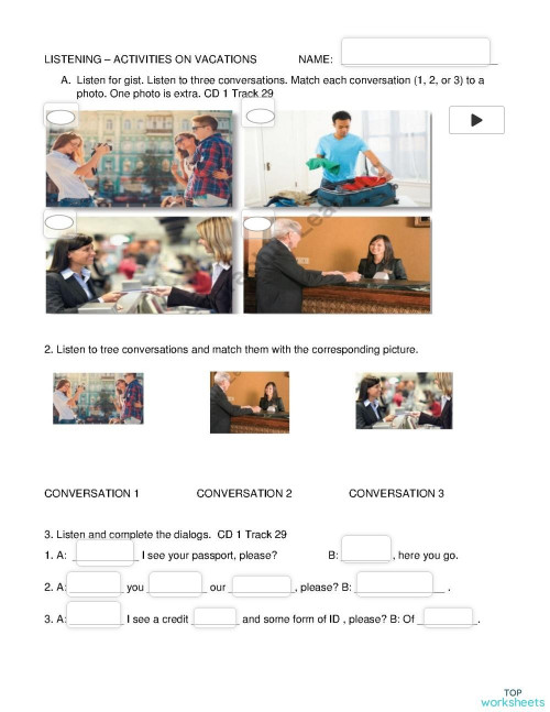 VACATIONS-LISTENING. Interactive worksheet | TopWorksheets