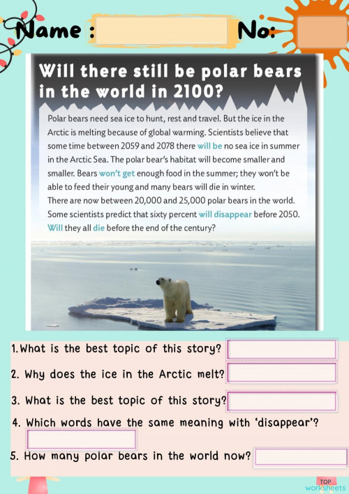 Polar Bear Reading Review for Final. Interactive worksheet | TopWorksheets