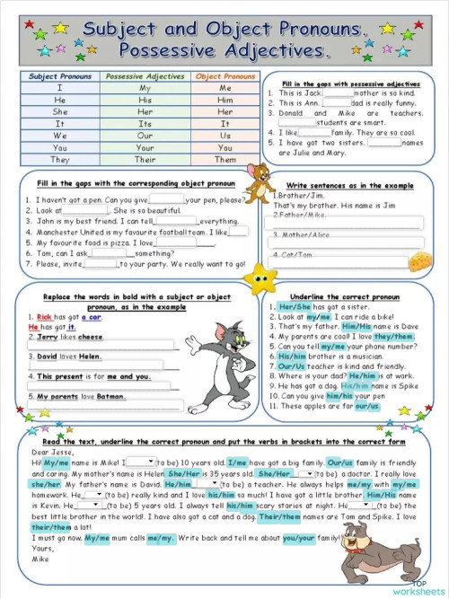 Identify the pronouns. Interactive worksheet | TopWorksheets