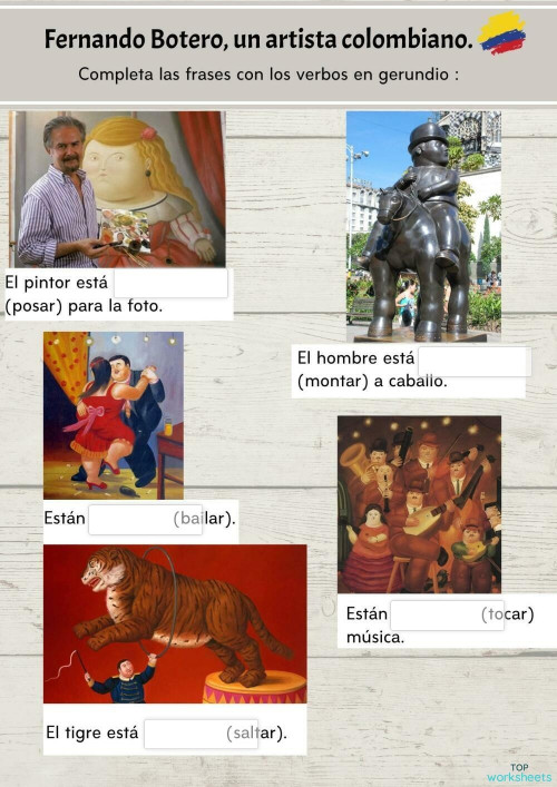 Fernando Botero, un artista colombiano.. Ficha interactiva | TopWorksheets