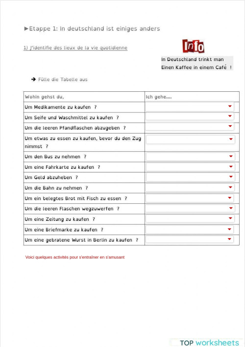 Wohin gehst du?. Interaktives Arbeitsblatt | TopWorksheets