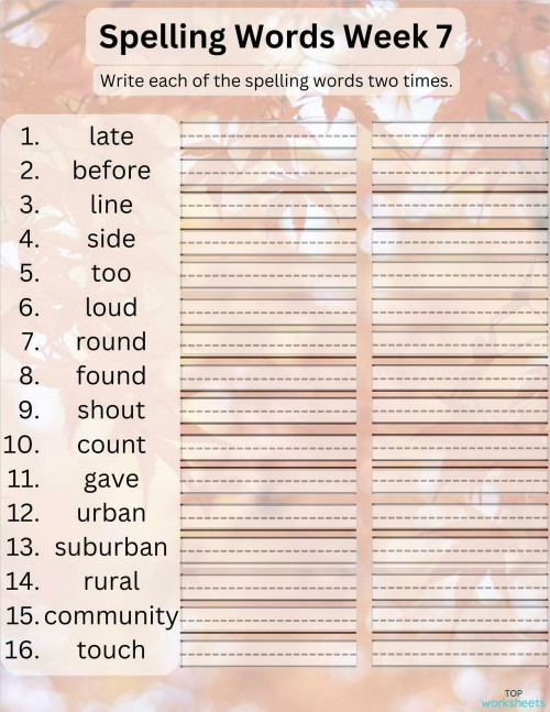 Spelling Words 7.1. Interactive worksheet | TopWorksheets