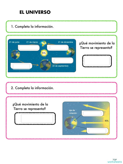 El Universo parte 2 by @mcarmenmm. Ficha interactiva | TopWorksheets