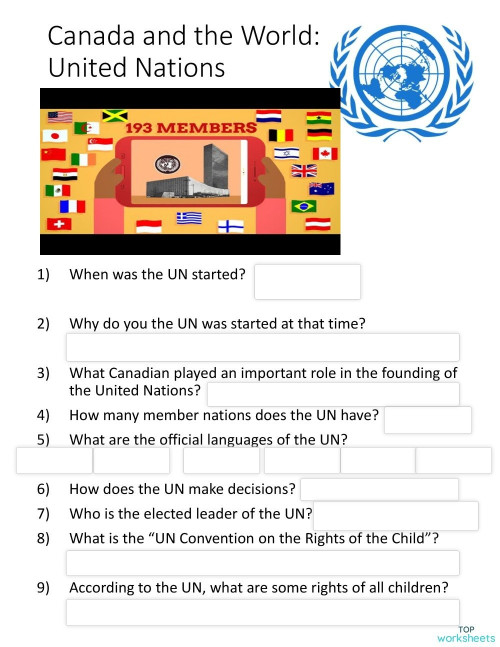 United Nations. Interactive worksheet | TopWorksheets