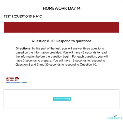 HOMEWORK DAY 14. Interactive worksheet | TopWorksheets