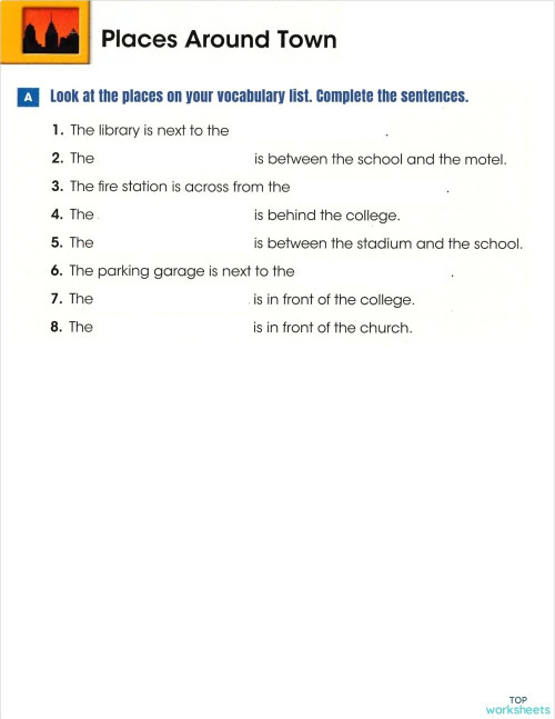 Places Around Town Intermediate Workbook Activity A. Interactive ...