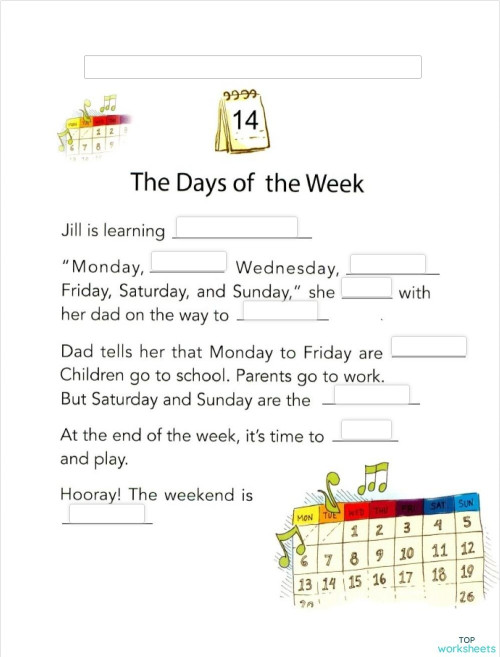 The days of the week. Interactive worksheet | TopWorksheets