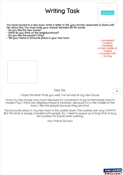English Plus 1 - Unit 1 -Writing Task 2 (Moved To A New Town) - Model ...