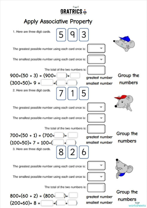 Associative Property LL. Interactive worksheet | TopWorksheets