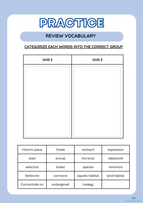 REVIEW VOCABULARY - WILDLIFE. Interactive worksheet | TopWorksheets