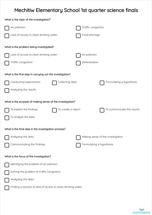 Mechitiw Elementary School 1st quarter science finals. Interactive ...