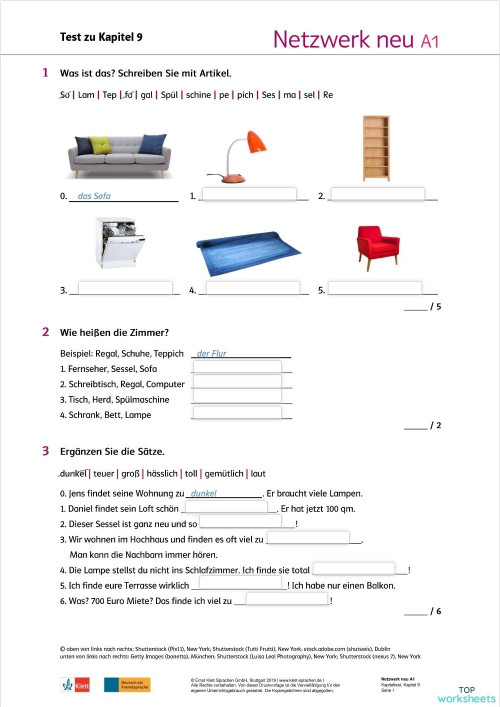A1-Kapitel 9 Test. Interaktives Arbeitsblatt | TopWorksheets