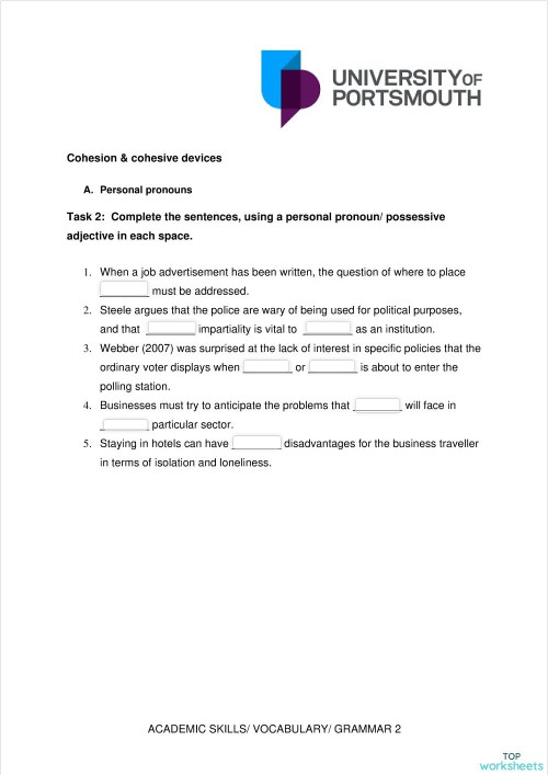 Cohesive devices (Tasks 2&3). Interactive worksheet | TopWorksheets