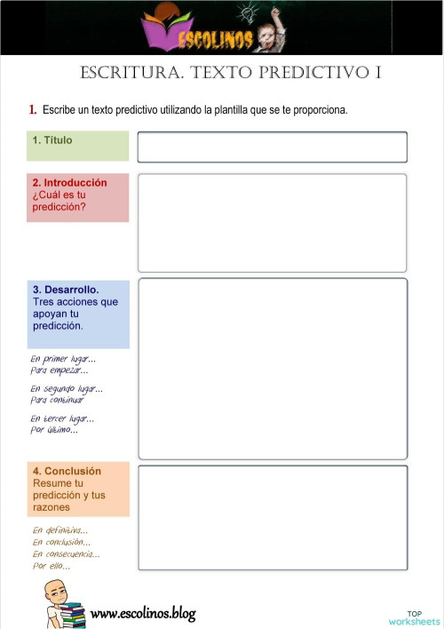 Escritura. Texto predictivo I. Ficha interactiva | TopWorksheets