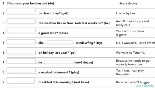 question formation. Interactive worksheet | TopWorksheets