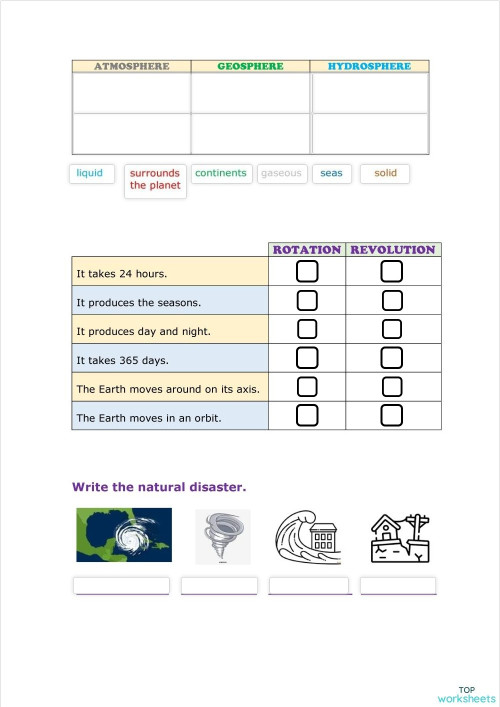 Earth: interactive worksheets and online exercises | TopWorksheets