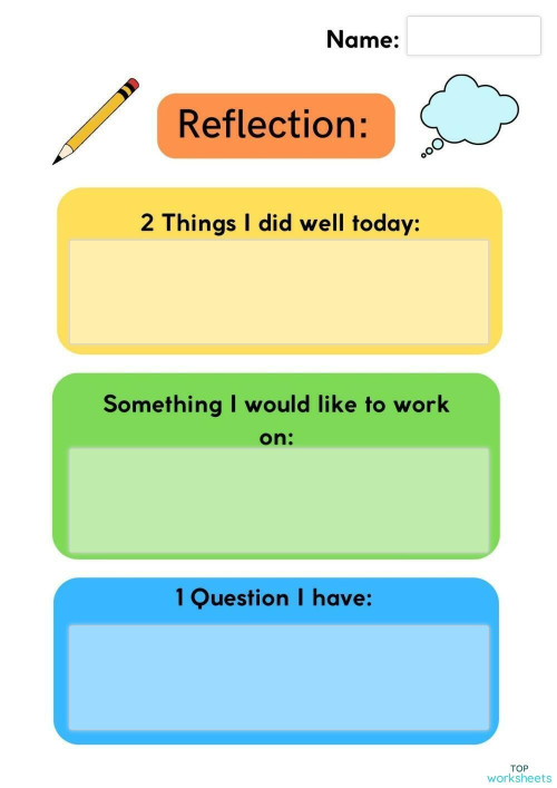 English Self Reflection. Interactive worksheet | TopWorksheets