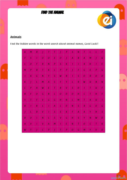 FIND THE ANIMAL. Interactive worksheet | TopWorksheets