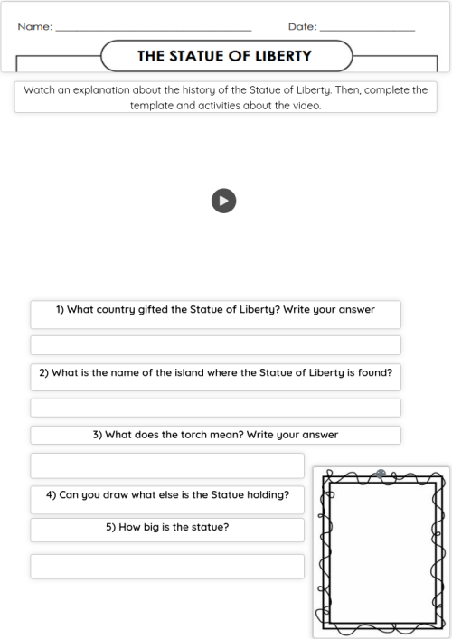 The statue of liberty. Interactive worksheet | TopWorksheets