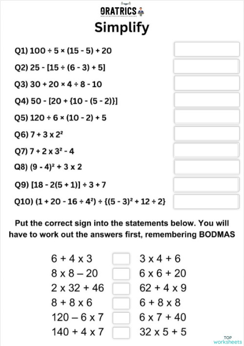 Operations EE. Interactive worksheet | TopWorksheets